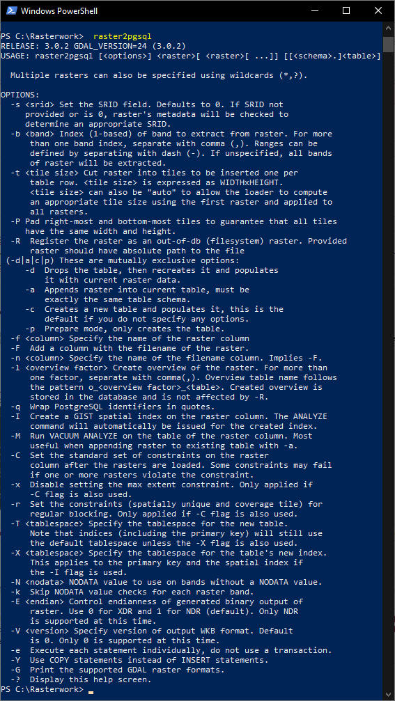 Importer un fichier [PostGIS : Gestion de données raster]